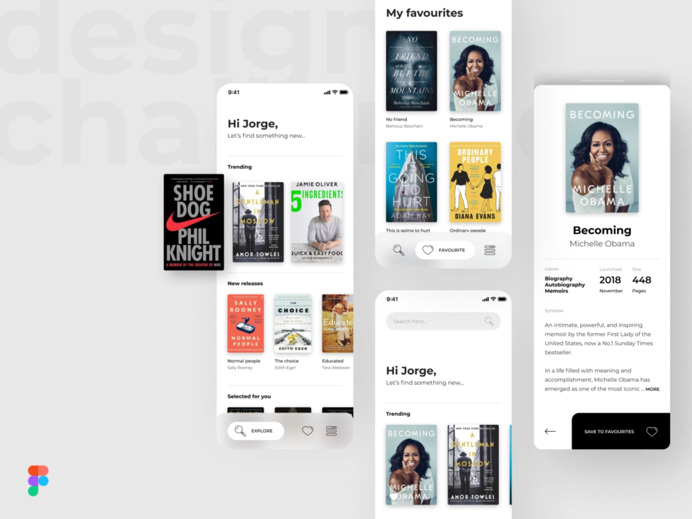 Book reading Figma app template - Figma Free & Premium UI Kits