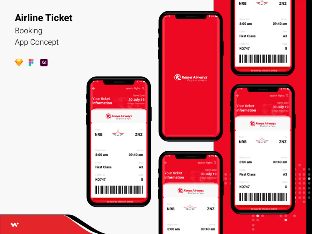 Airline Ticket Booking App Concept Figma Free - Figma Free UI Kits