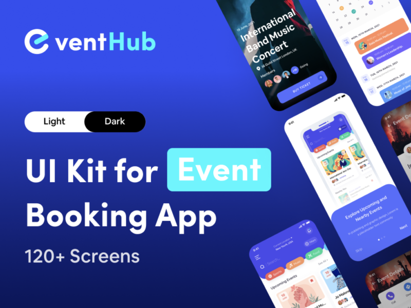 Event Booking App- EventHub Figma Free - Figma Free UI Kits