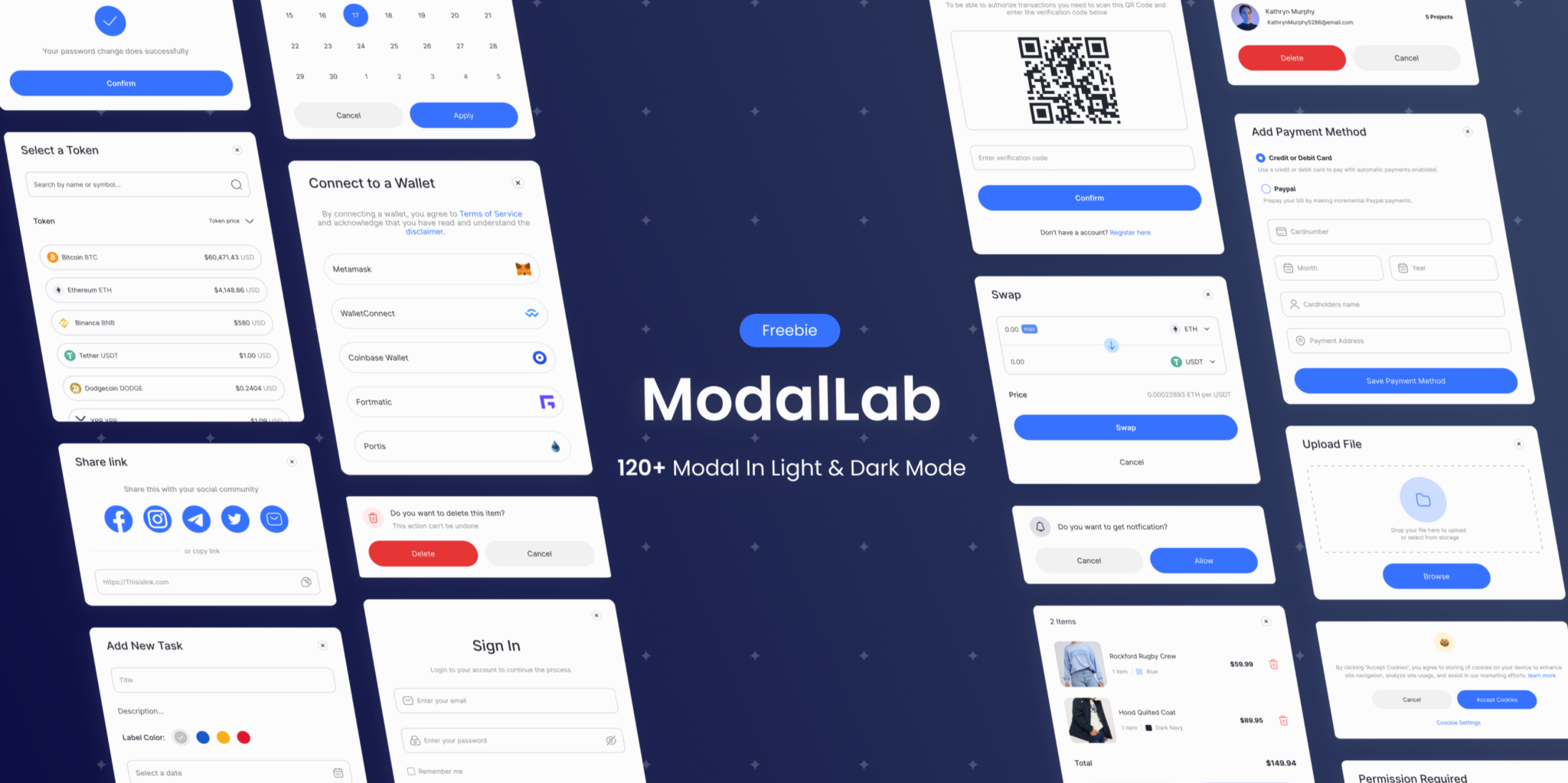 ModalLab +120 set of UI modals Figma Free - Figma Free UI Kits