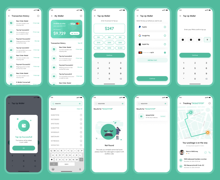Saska - Shipping & Delivery App UI Kit Figma Free - Figma Free UI Kits