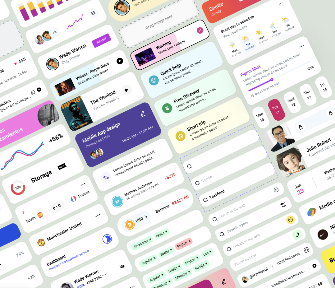 Widgets Components Figma Free - Figma Free & Premium UI Kits