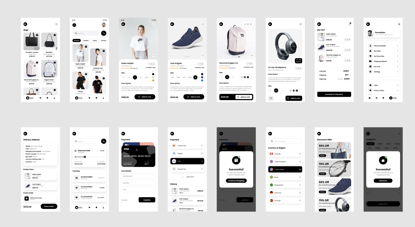Ecommerce Mobile App UI kit Figma Free - Figma Free UI Kits